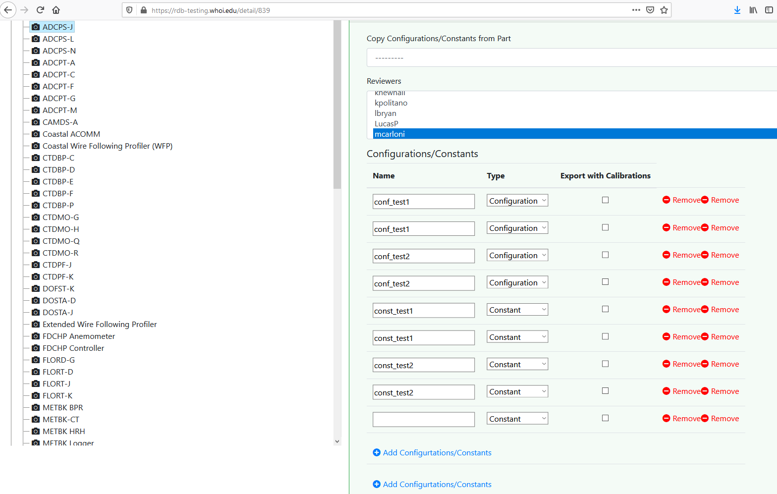Doubling of "Add" and "Remove" Buttons at Part Template "Configs/Consts ...