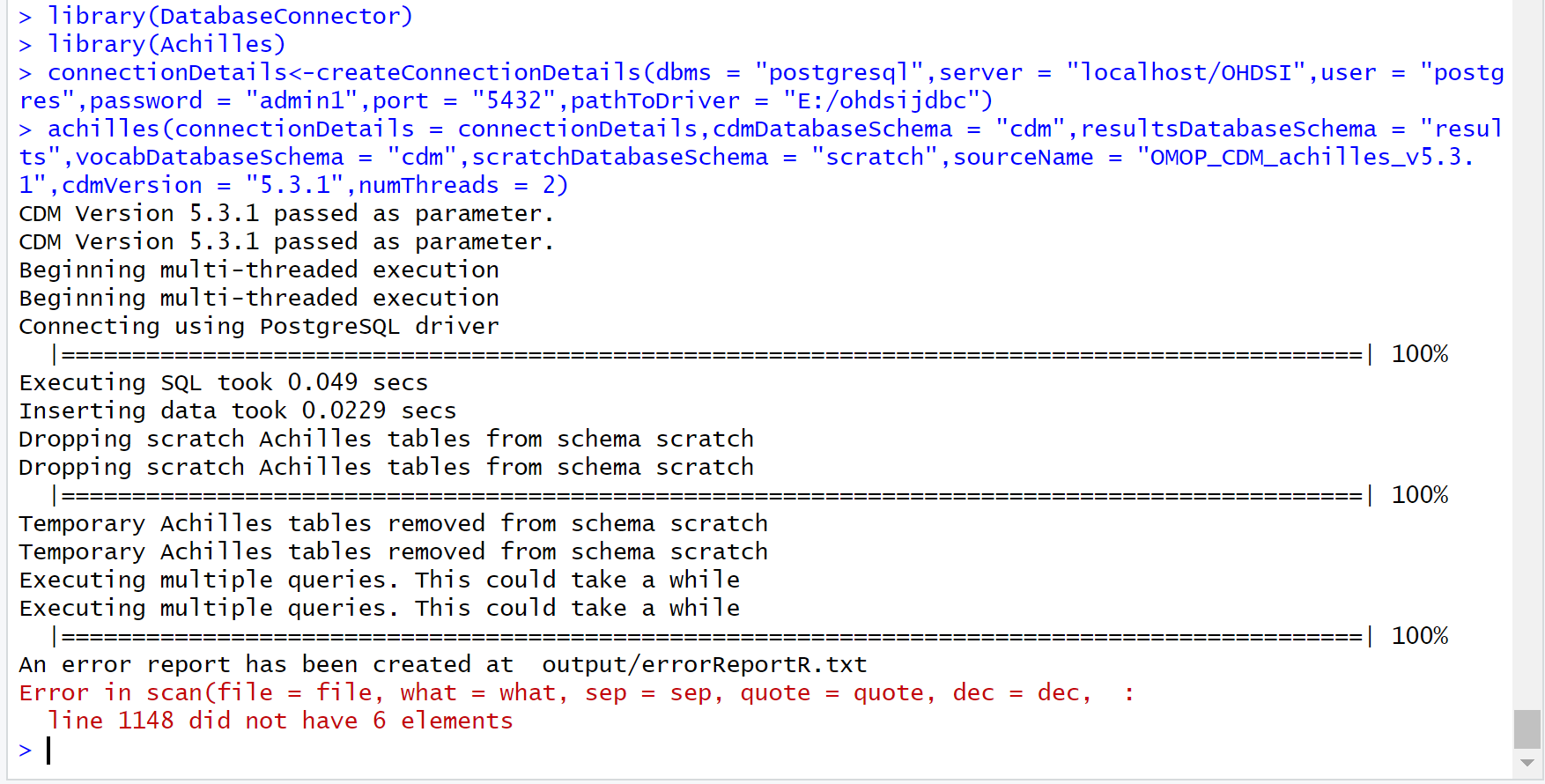 Achilles running error · Issue #732 · OHDSI/Achilles · GitHub