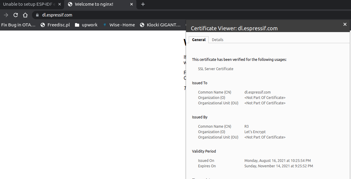 Unable to setup ESP-IDF extension (Certificate has exprired) (IDFGH-5946) · Issue #7634 ...