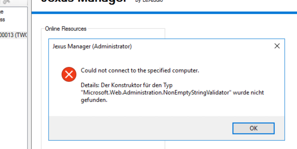 Can't connect to IIS - Constructor error · Issue #106 · jexuswebserver/JexusManager · GitHub