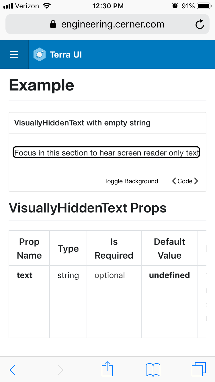 [terra-visually-hidden-text] Focusable on iOS · Issue #2491 · cerner/terra-core · GitHub