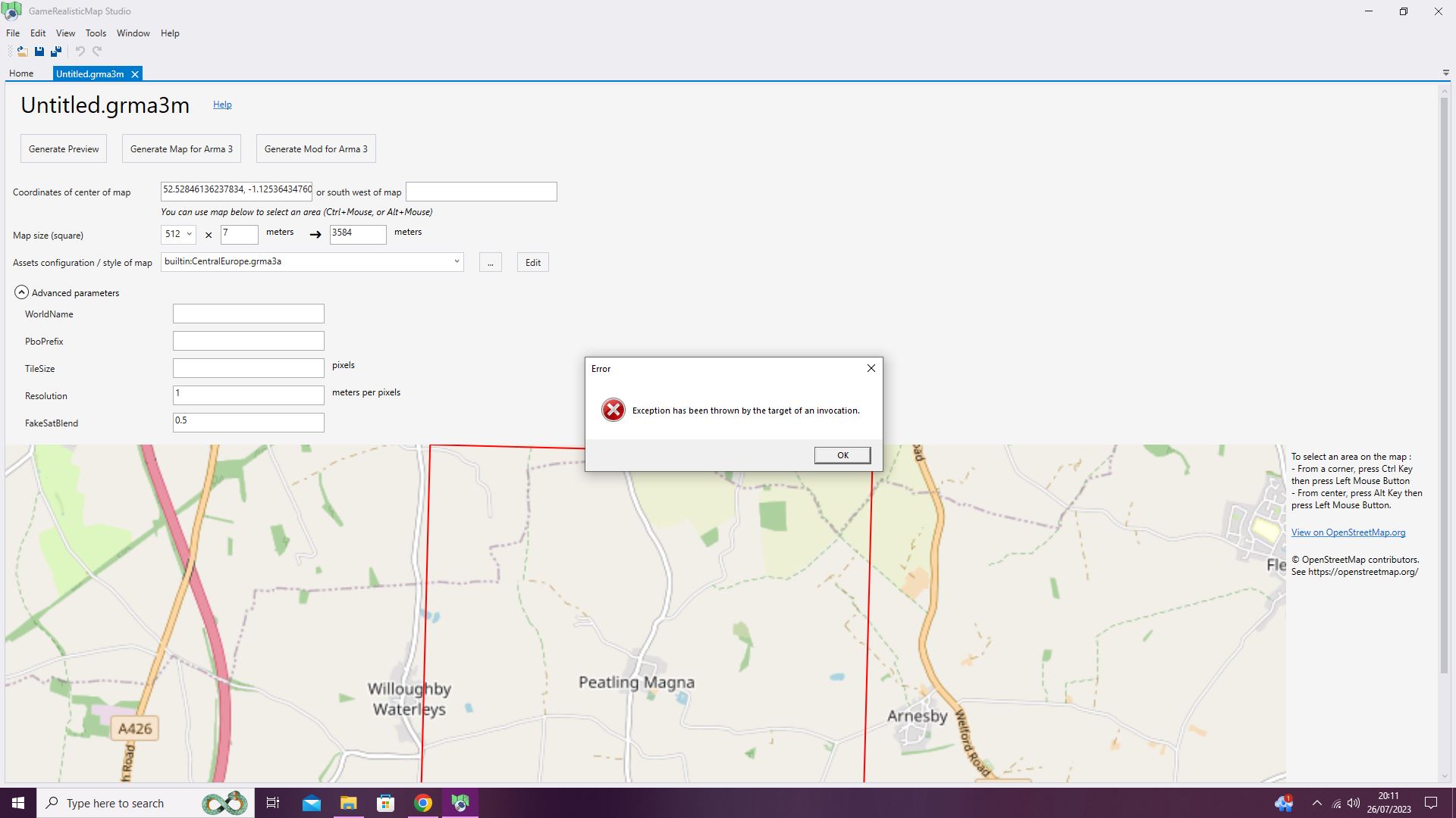 Exception has been thrown by the target of an invocation · Issue #49 · jetelain/ArmaRealMap · GitHub