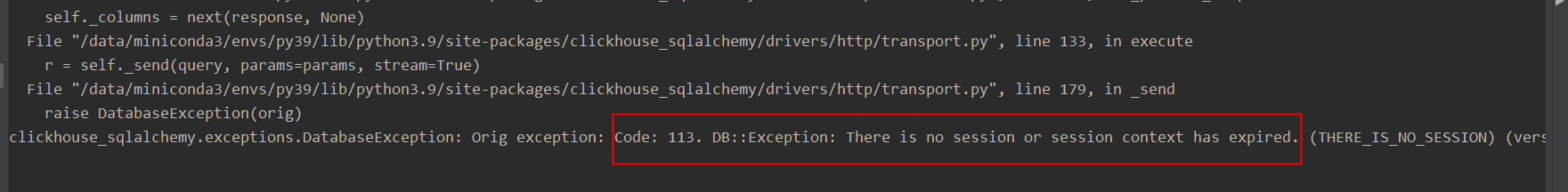 【clickhouse Sqlalchemy]】orig Exception Code 113 Db Exceptiona Short Description Of The Bug