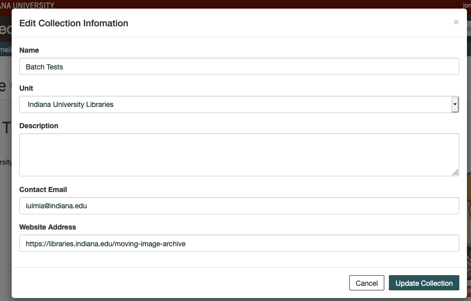 Contact Information on Collections Page · Issue #3604 · avalonmediasystem/avalon · GitHub