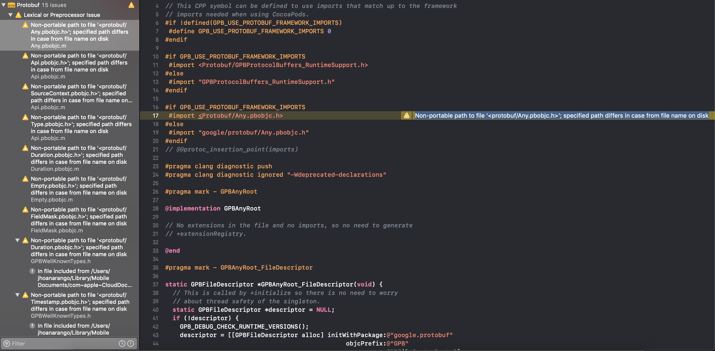 Xcode reports non-portable path to header · Issue #3218 · protocolbuffers/protobuf · GitHub