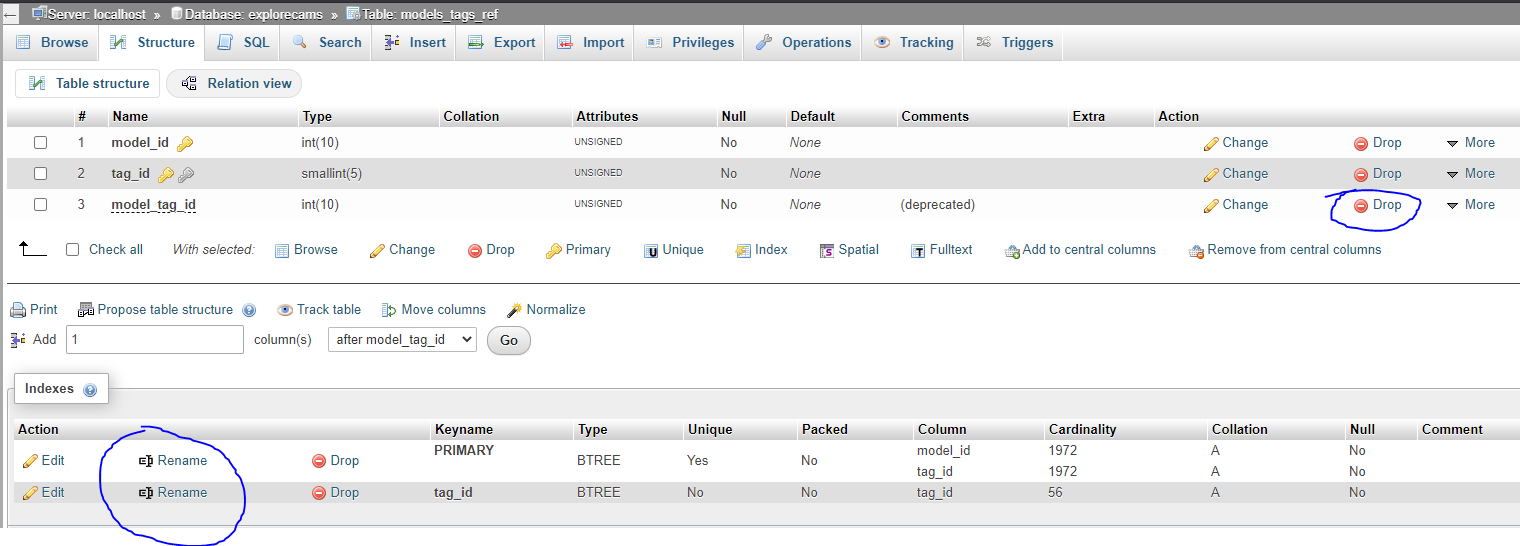 Index rename button disapears when dropping a column · Issue #16716 · phpmyadmin/phpmyadmin · GitHub