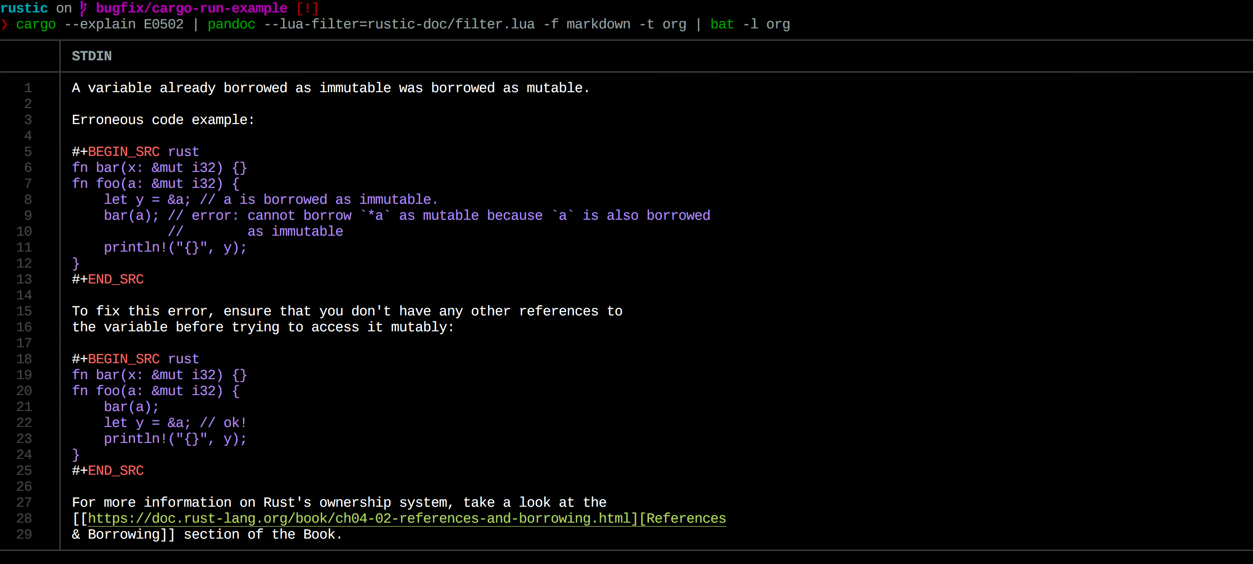 Feature Request: add option to convert `*rust-errno*` buffer markdown-view as orgmode-view ...