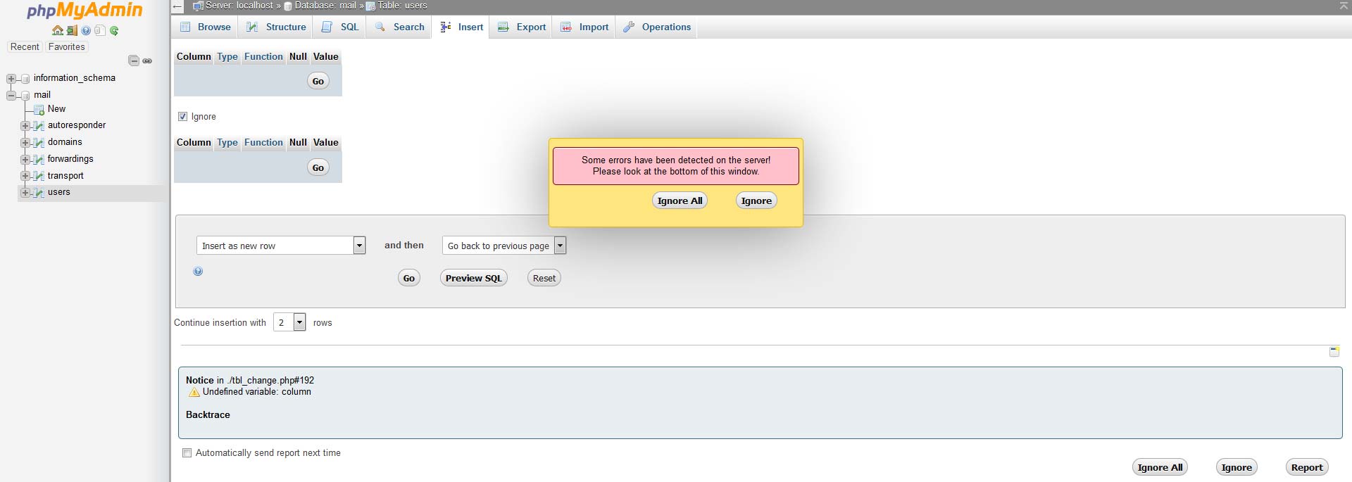 Undefined variable: column · Issue #13923 · phpmyadmin/phpmyadmin · GitHub