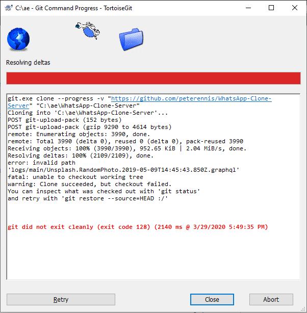 clone and checkout fail · Issue #1017 · Urigo/WhatsApp-Clone-Server · GitHub