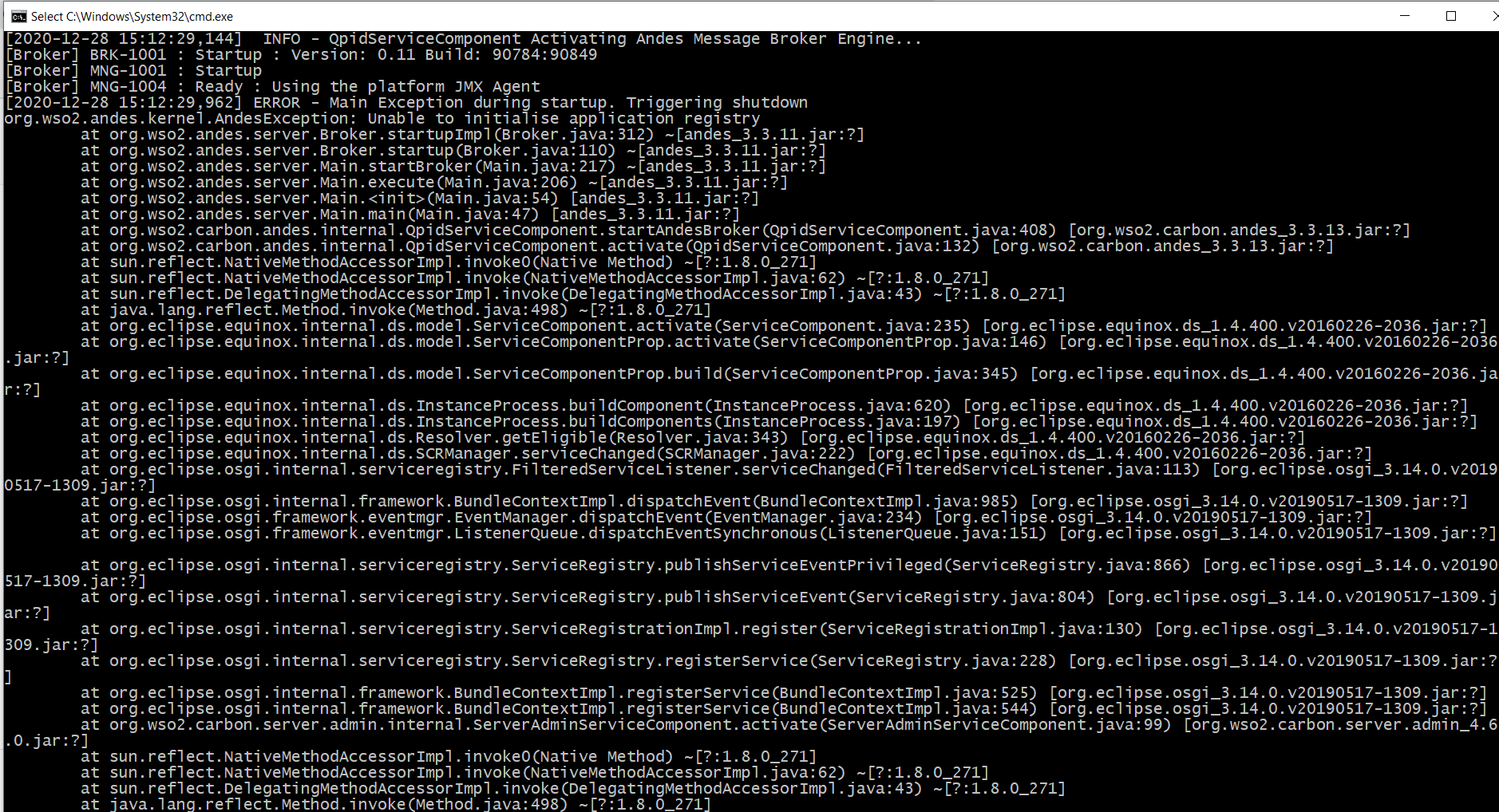 CarbonServerManager Shutdown hook triggered, unable to initialize application registry · Issue ...