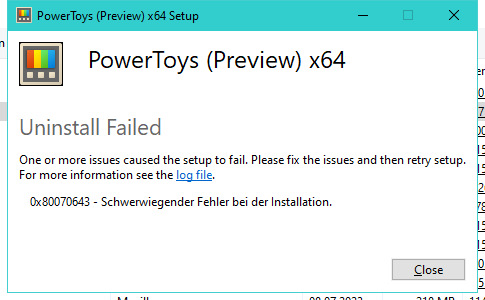 Uninstall failed · Issue #27659 · microsoft/PowerToys · GitHub