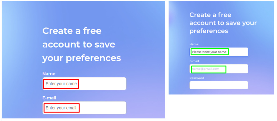 [BUG] Placeholders in the “Name” and “E-mail” fields do not correspond ...