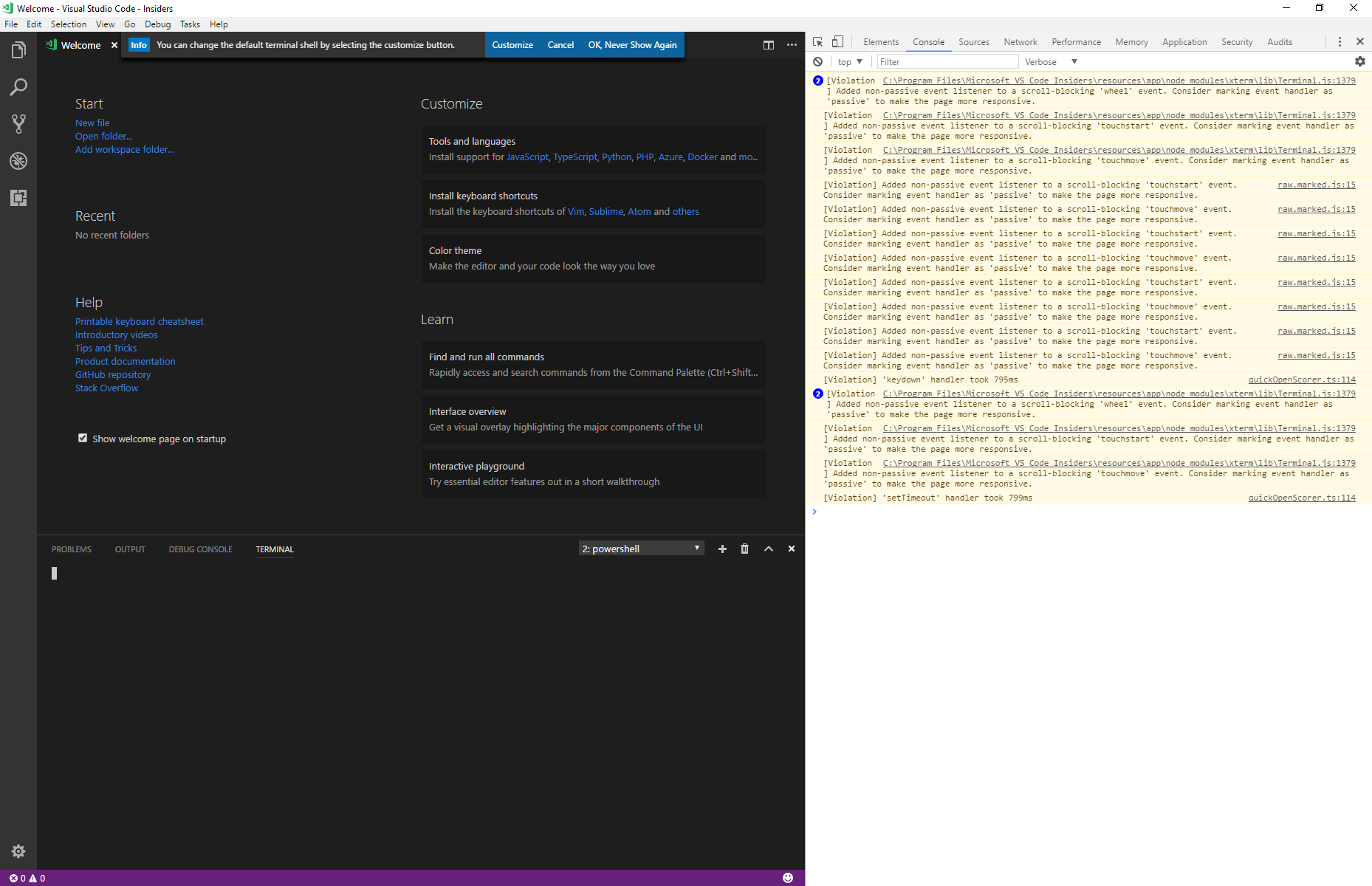 Integrated Terminal frozen at launch, showing only cursor · Issue ...