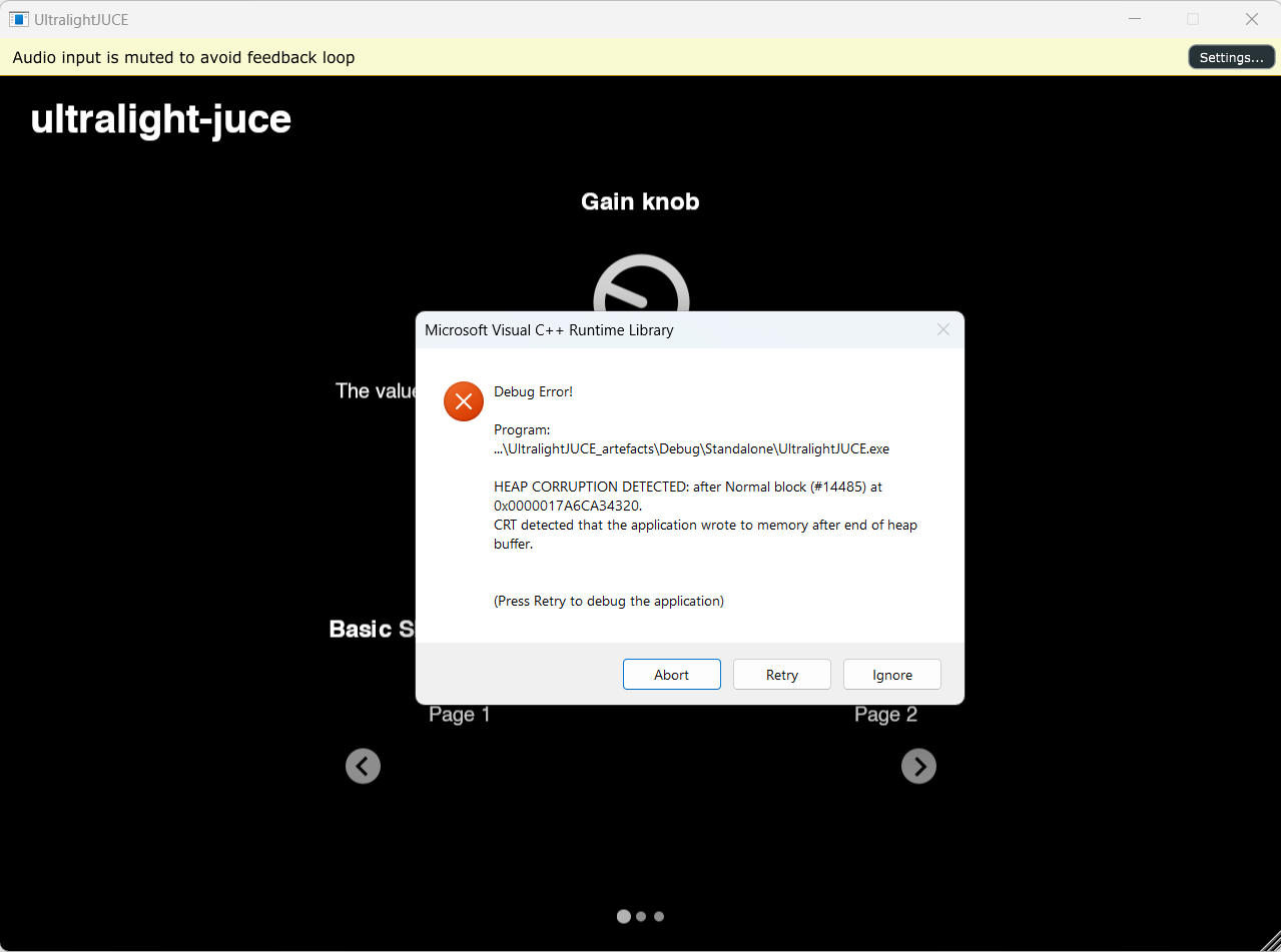 Audio parameter changes cause heap corruption in debug mode on Windows · Issue #1 · maxgraf96 ...