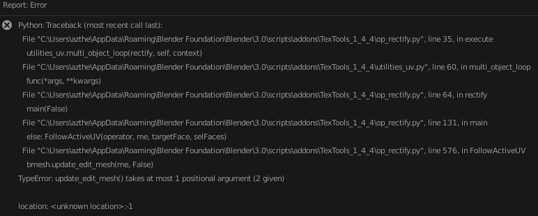 Few error messages on Blender 3.0 · Issue #129 · franMarz/TexTools-Blender · GitHub
