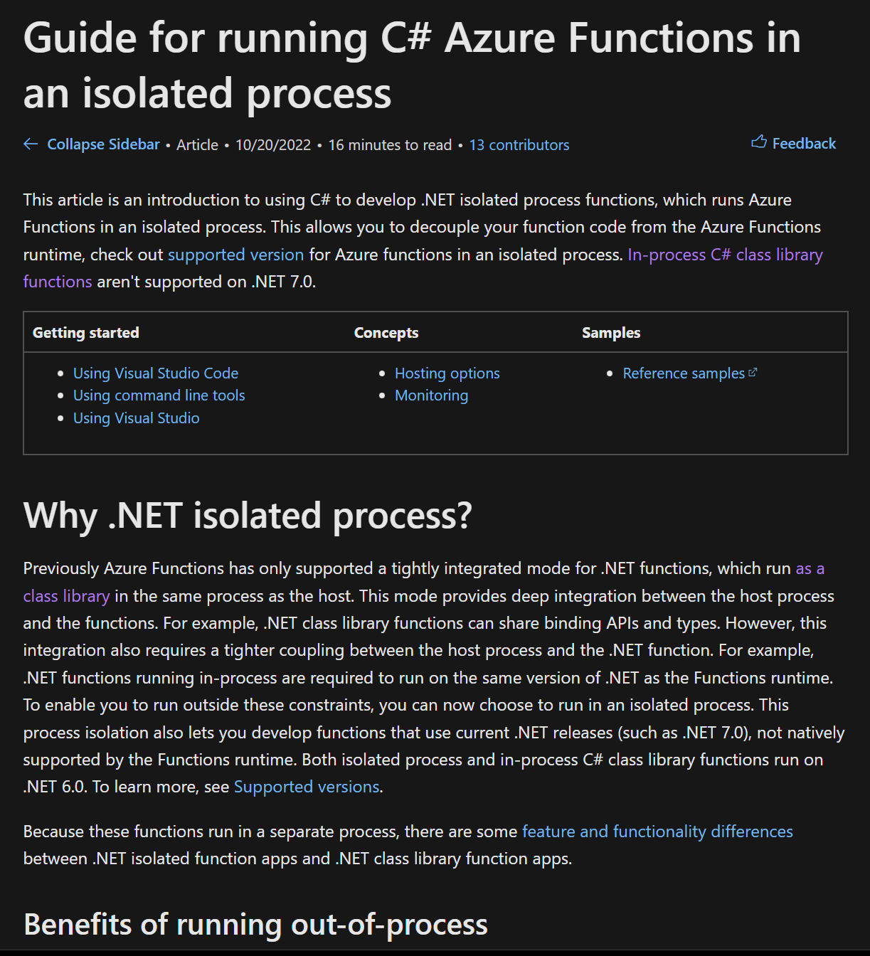 Benefits of running out-of-process · Issue #100580 · MicrosoftDocs/azure-docs · GitHub