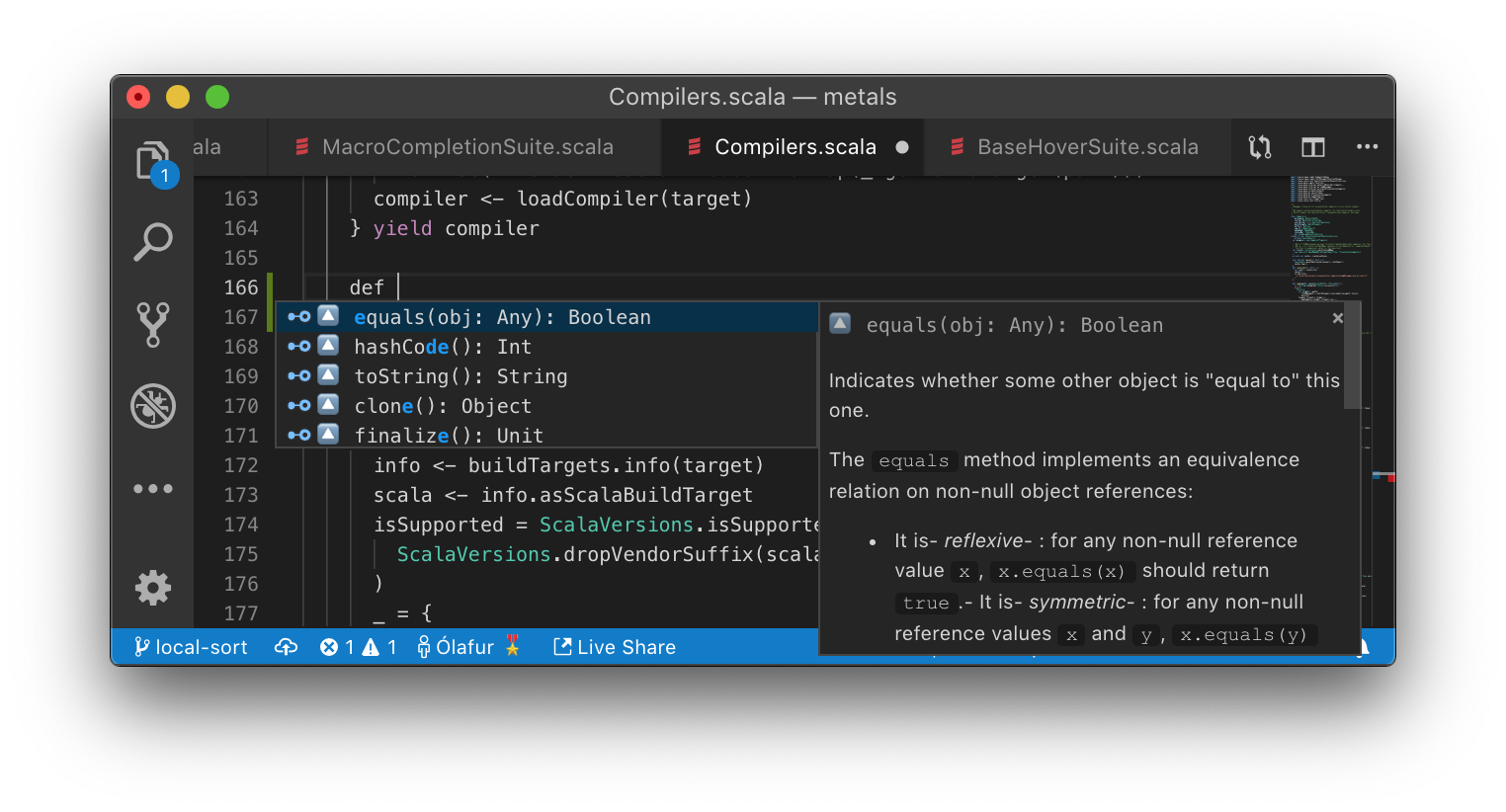 Provide override def completions on "override" and "def" keywords ...