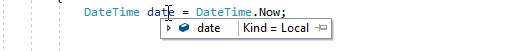 DateTime is not displaying correctly in debugger. Value in debugger shows as "Kind = Local ...