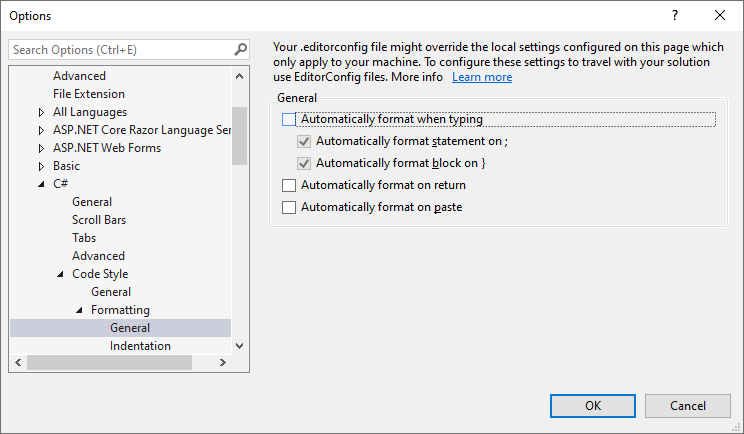 VS2017express C#, tabs replaced with spaces · Issue #24031 · dotnet ...