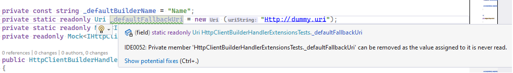 Showing potential fixes doesn't have the actual fix of a warning · Issue #56990 · dotnet/roslyn ...