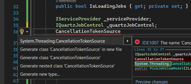 Potential Fixes Missing Add Using Statement In Certain Situations · Issue 57208 · Dotnet Roslyn