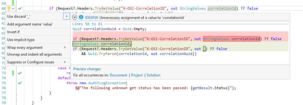 False code suggestion for a not existing Problem · Issue #59291 · dotnet/roslyn · GitHub