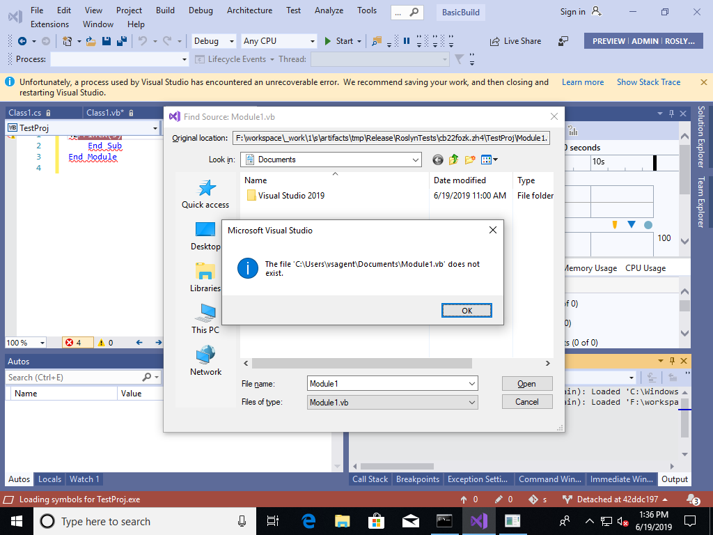 Automatically Dismiss Find Source Dialog If It Appears During Tests · Issue 36585 · Dotnet