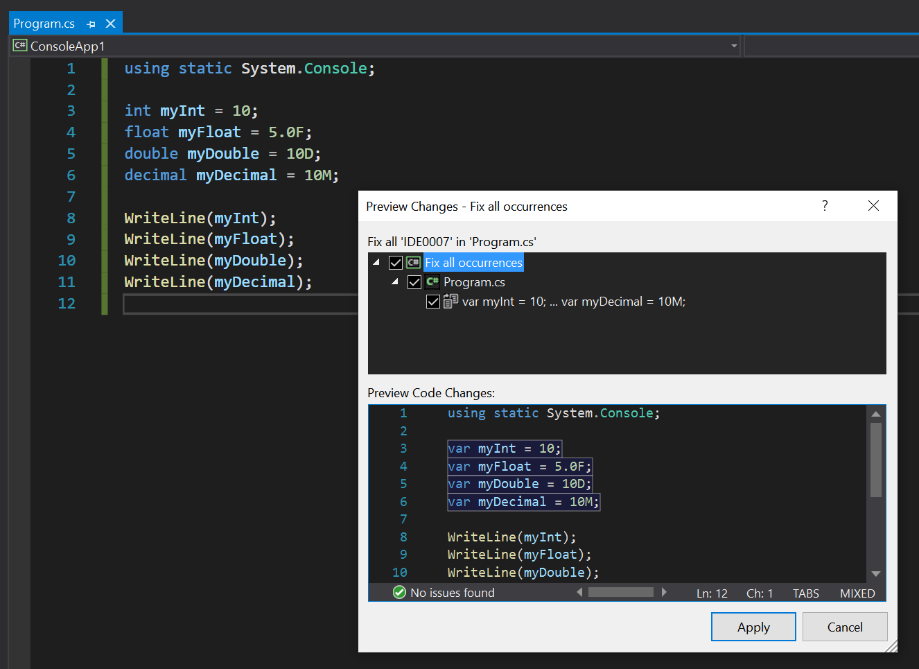 Bug using "Fix all occurrences" preview dialog · Issue #49358 · dotnet/roslyn · GitHub