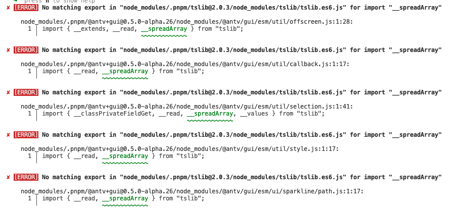 安装启动后报找不到 Spreadarray 错误 · Issue 298 · Antvisgui · Github 