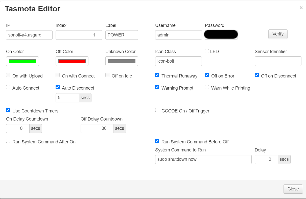 Icon spins and Tasmota switch turns off without the 30 second delay ...