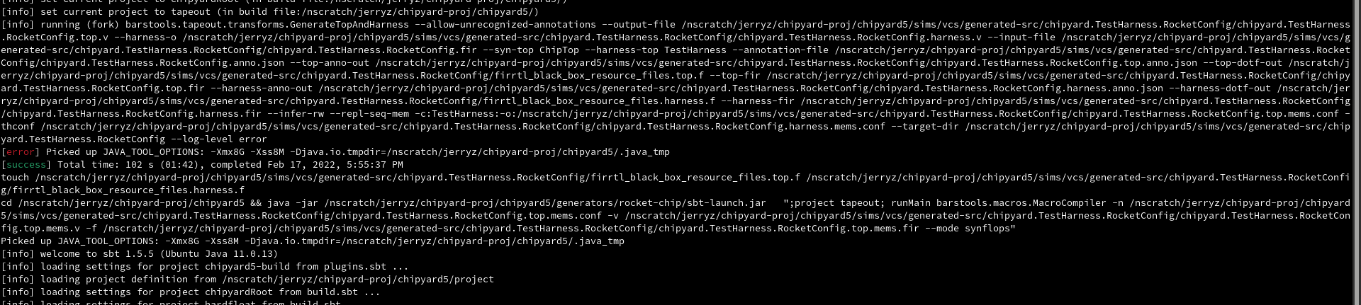 SBT emitting extraneous [error] messages · Issue #1126 · ucb-bar/chipyard · GitHub