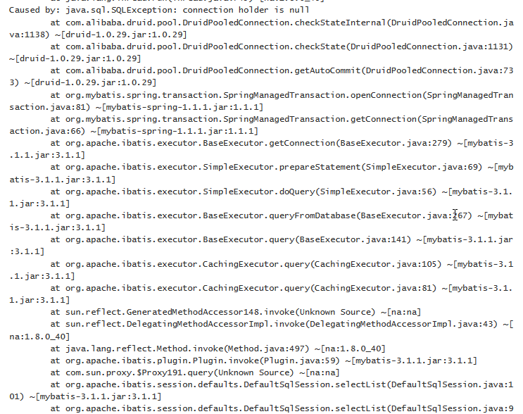 大数据更新时抛出： java.sql.SQLException: connection holder is null · Issue #1528 · alibaba/druid · GitHub
