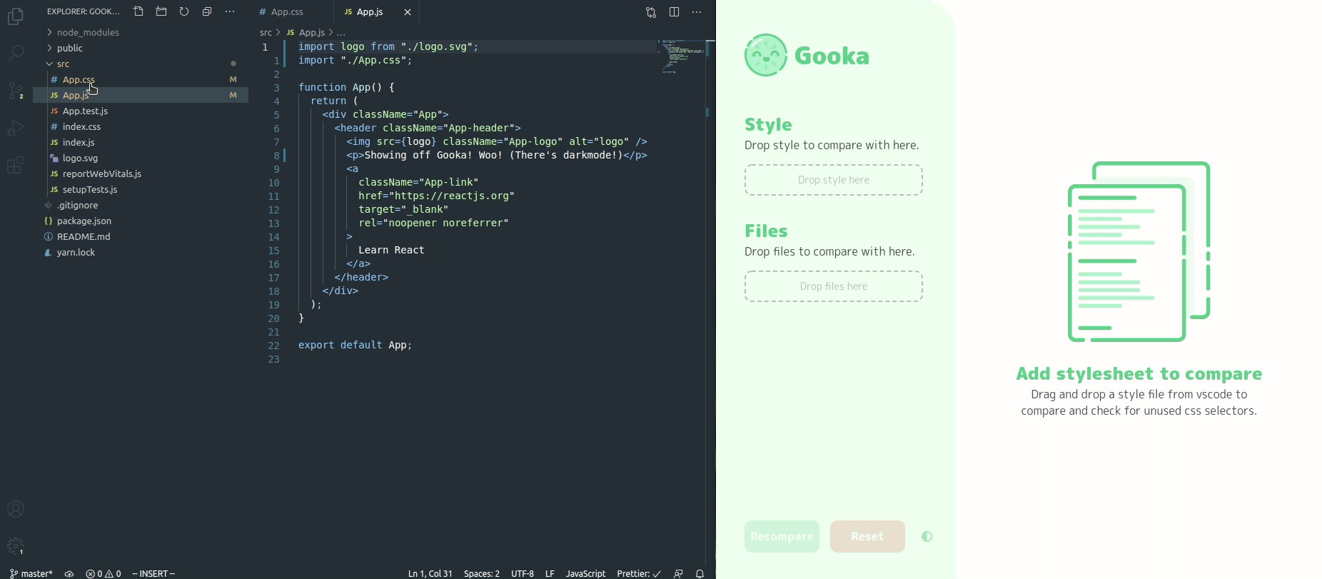 GitHub - ntwigs/gooka: Unused CSS selectors have nowhere to hide! :knife: