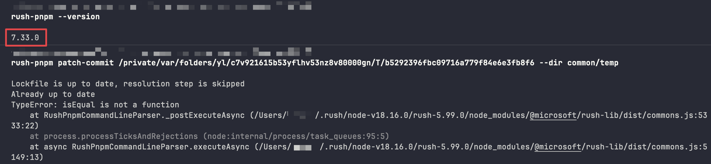 [rush] rush-pnpm patch-commit fails on `TypeError: isEqual is not a function` · Issue #4155 ...