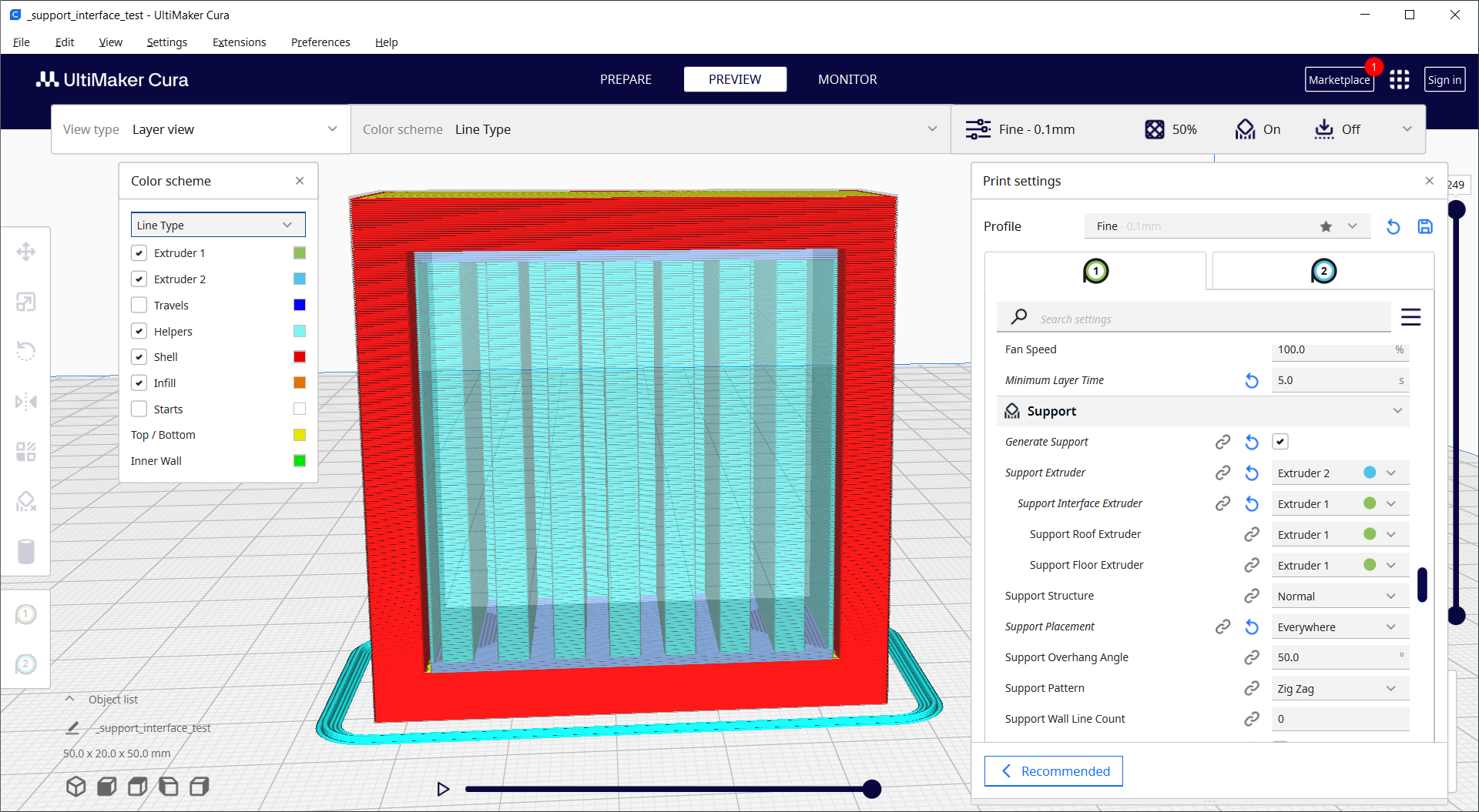 Support interface function supports properly Extruder1 only · Issue ...