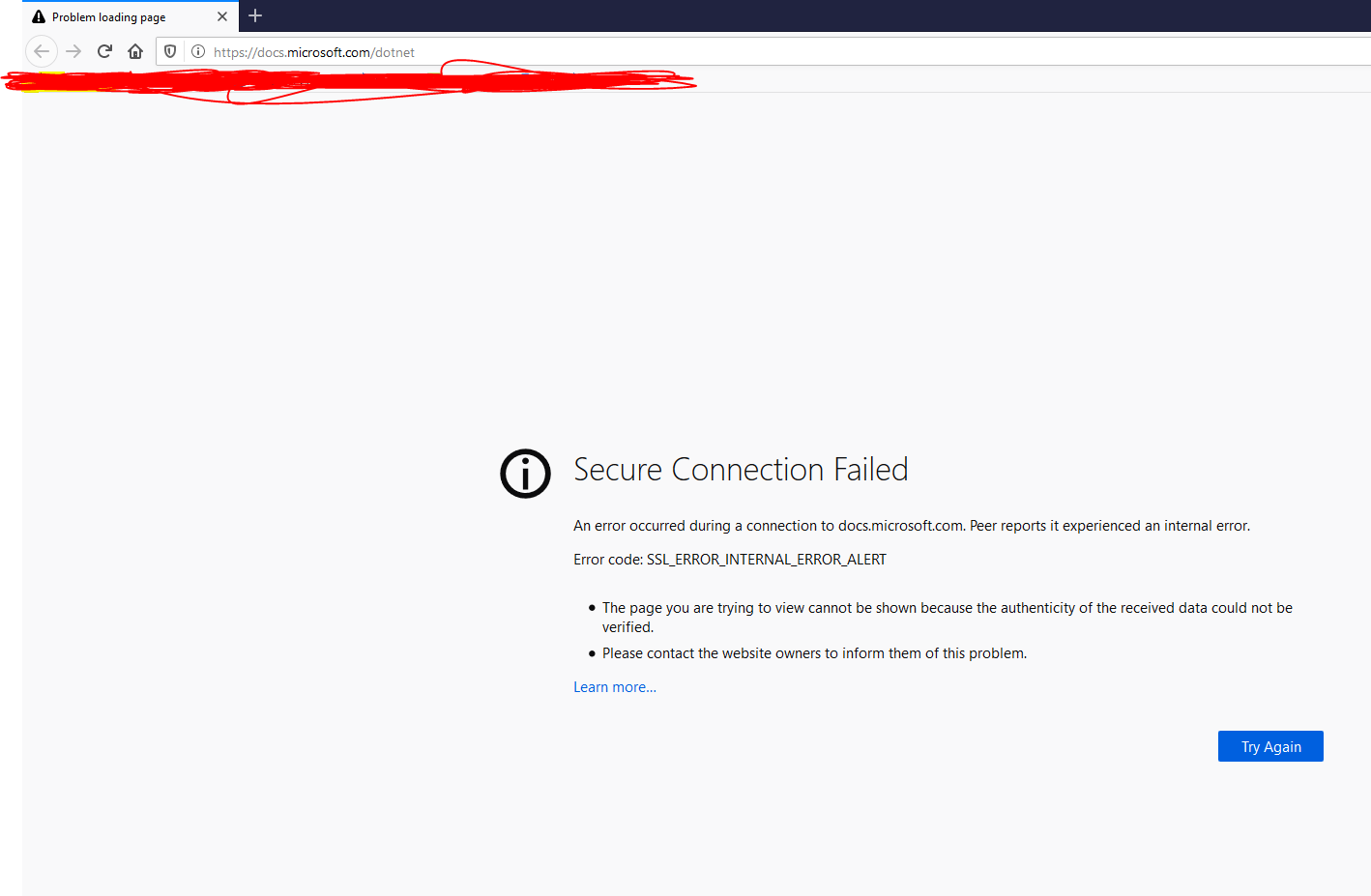 Secure connection failed · Issue #2498 · MicrosoftDocs/feedback · GitHub
