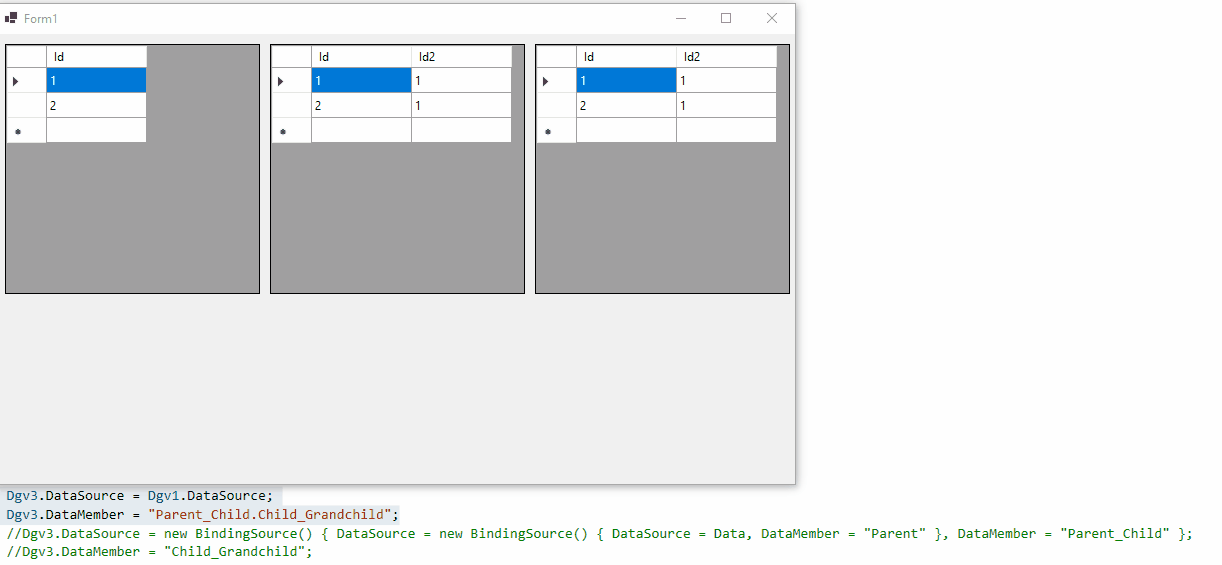DataGridView bound to dataset's related grandchild with no records ...
