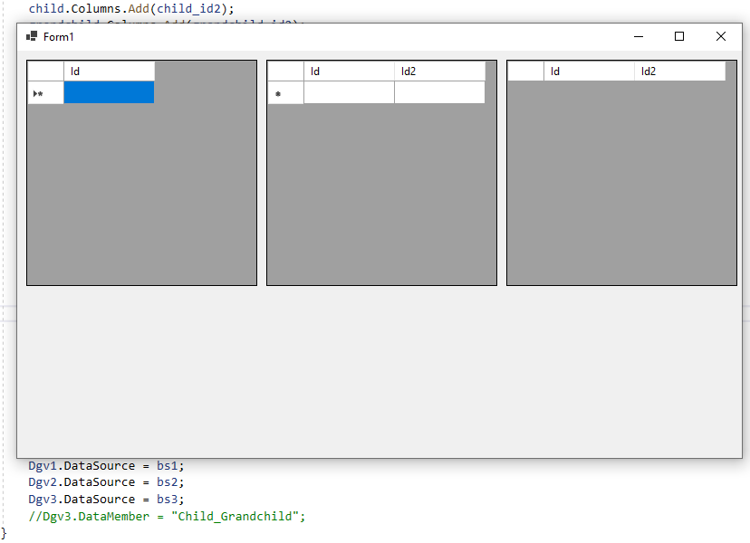DataGridView bound to dataset's related grandchild with no records ...