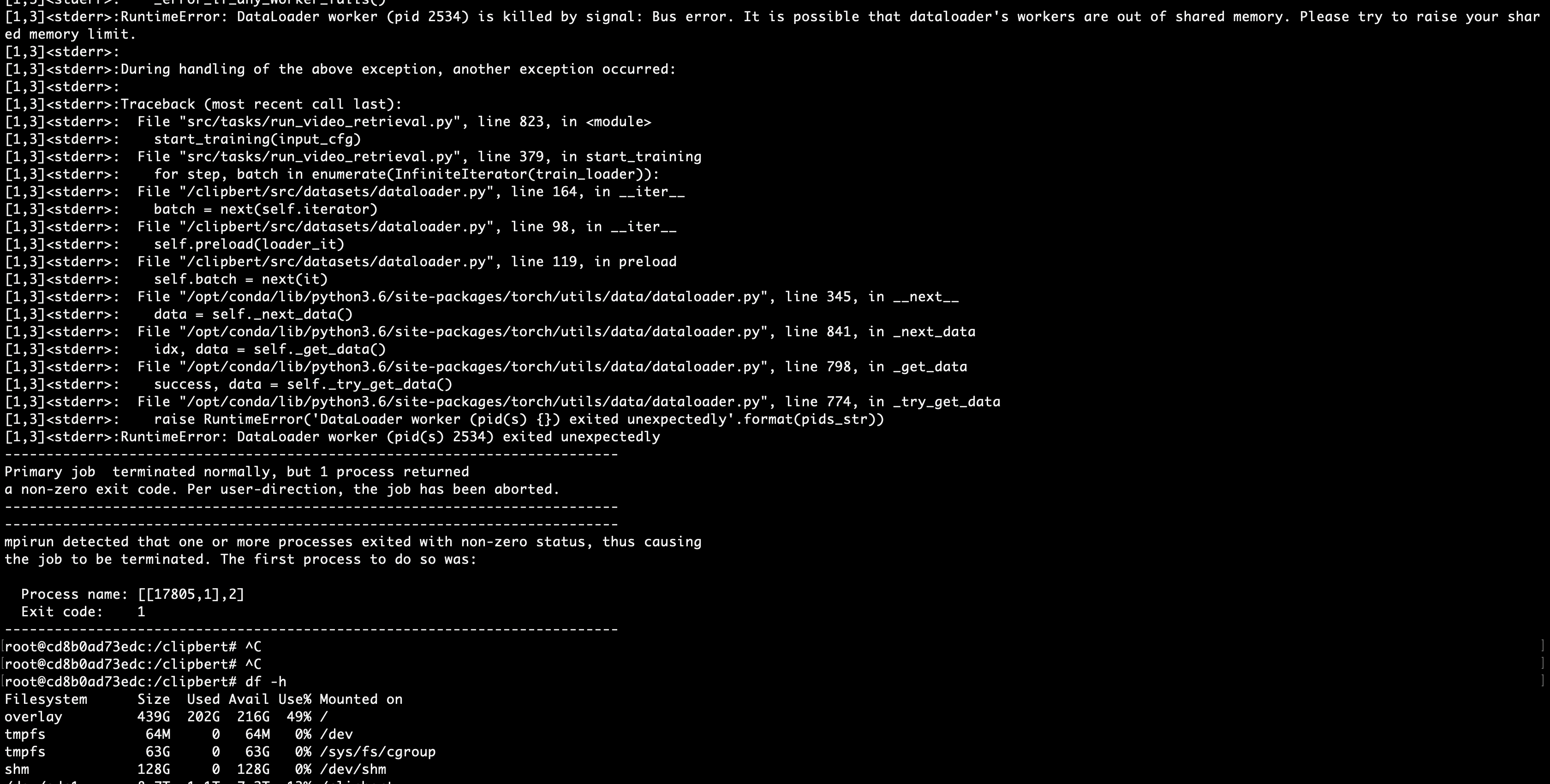 Out Of Shared Memory · Issue 11 · Jayleicnclipbert · Github
