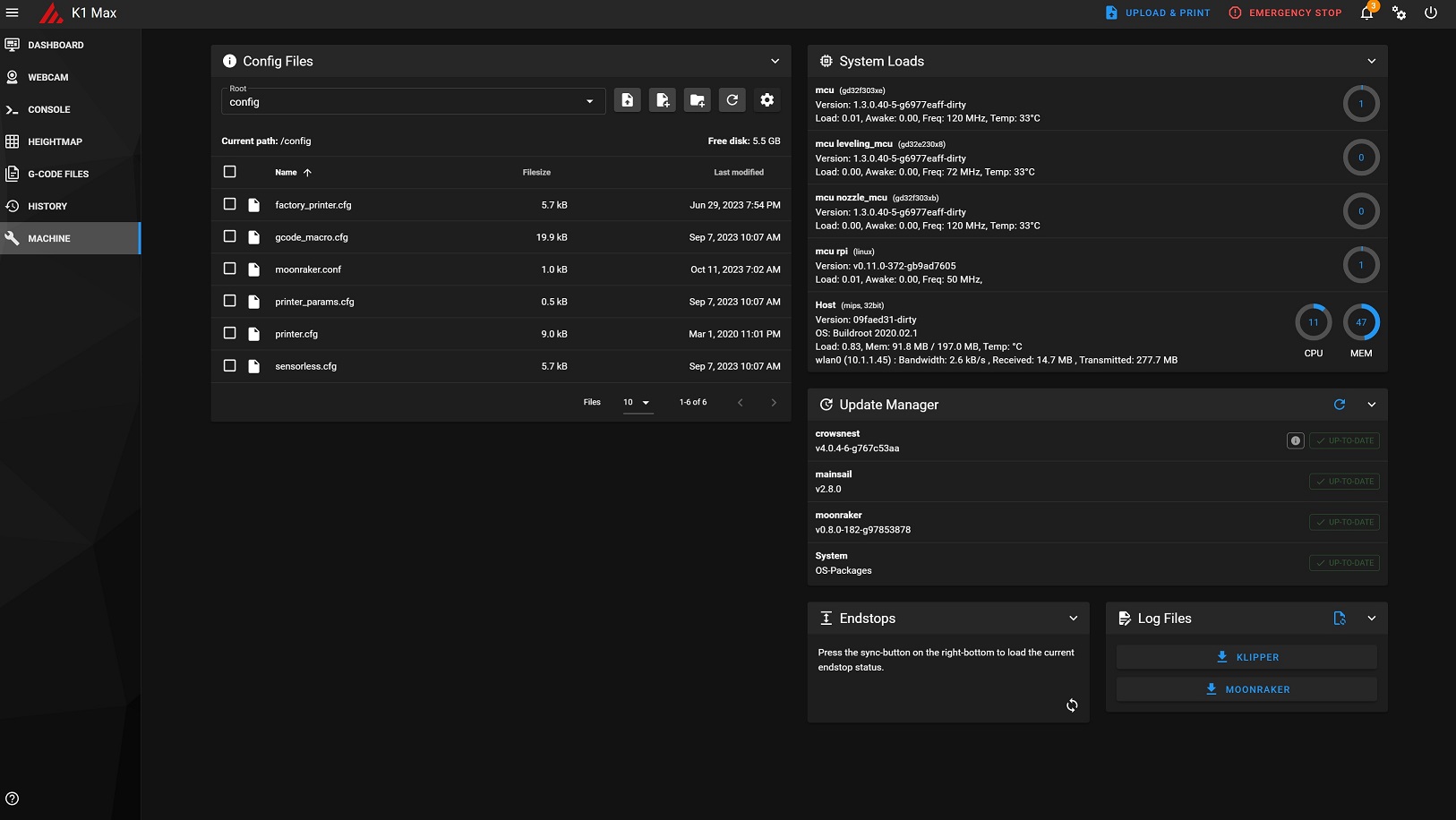 Camera with Mailsail? · Issue #3 · CrealityOfficial/K1_Series_Annex · GitHub