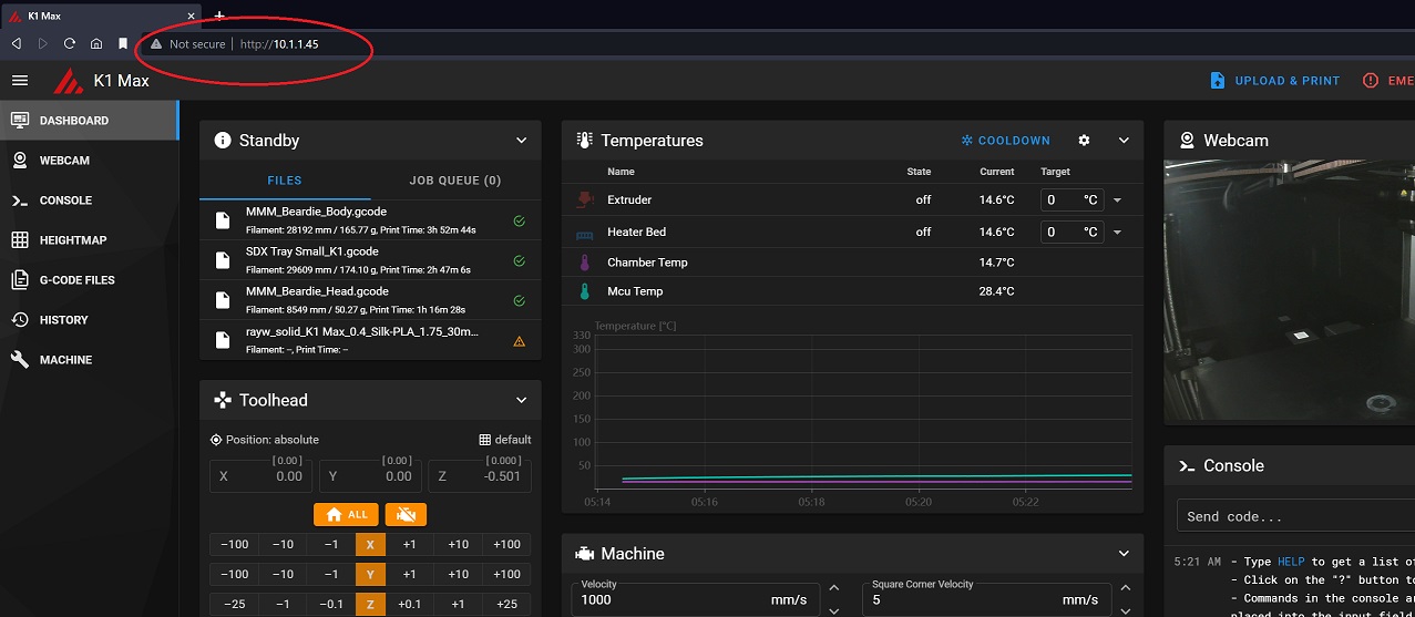 Camera with Mailsail? · Issue #3 · CrealityOfficial/K1_Series_Annex · GitHub