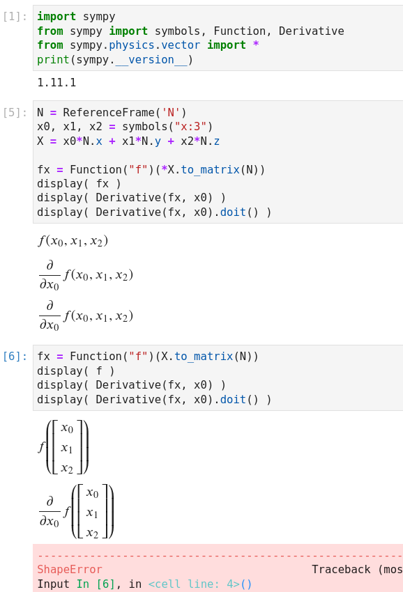 Differentiating A Function With A Matrix Parameter Fails With Shapeerror · Issue 24229 · Sympy