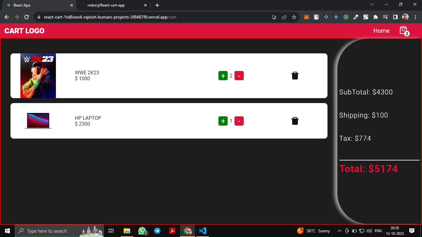 GitHub - redoxrj/React-cart-app: This React-cart-app is a cart app basically using REDUX for ...
