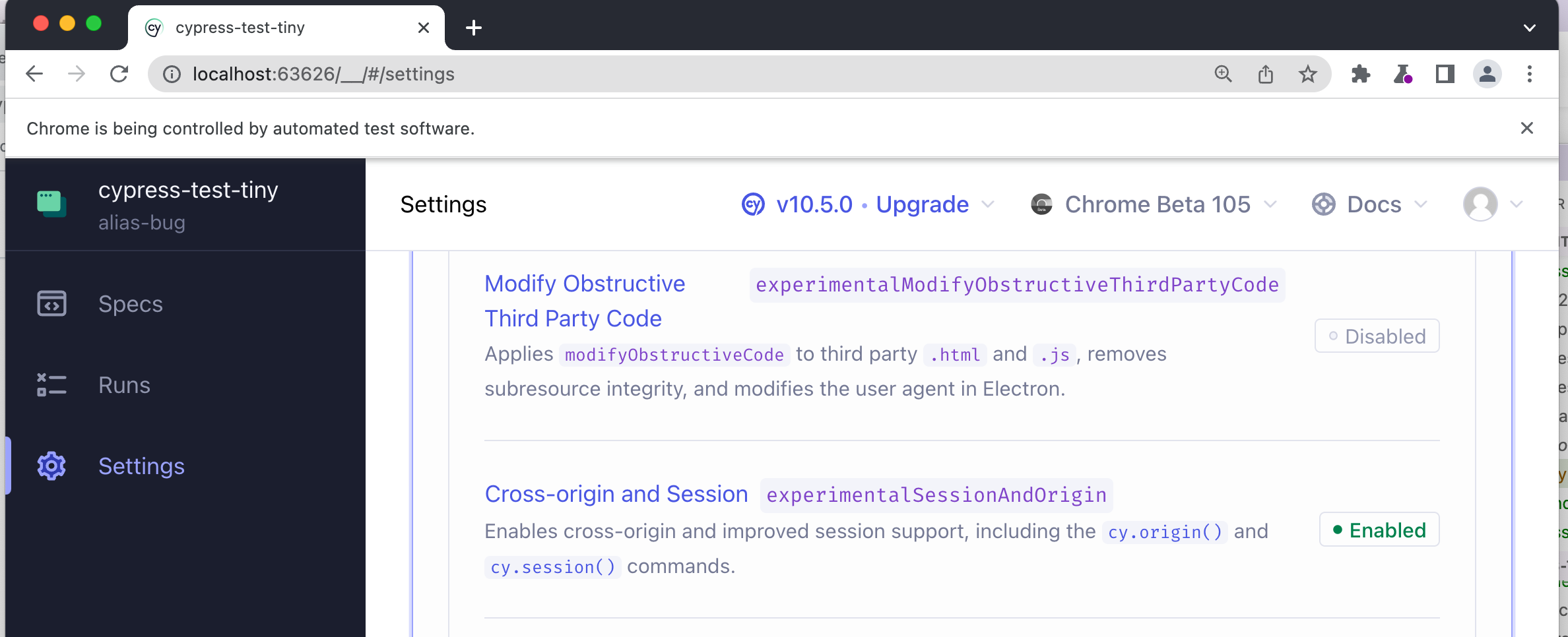 Enabling The Experimentalsessionandorigin · Issue 23655 · Cypress Io Cypress · Github