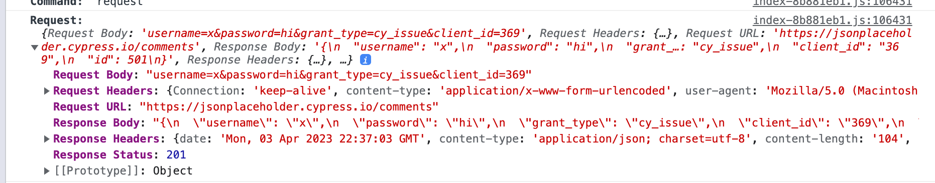 cy.request can't send x-www-form-urlencoded · Issue #26401 · cypress-io/cypress · GitHub