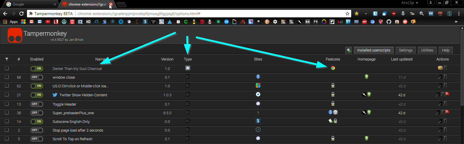 TM (beta) lists side-loaded theme in the script manager · Issue #426 · Tampermonkey/tampermonkey ...