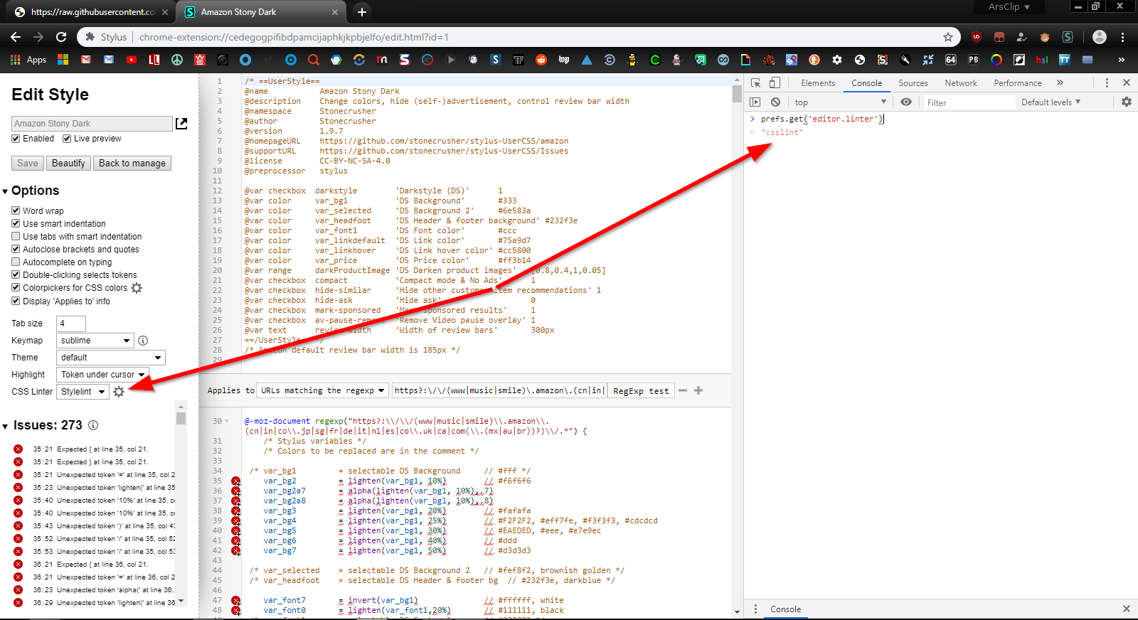 Wrong linter used on initial UserCSS install · Issue #694 · openstyles/stylus · GitHub