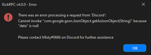 Processing Request Error · Issue #9 · MistyKnives/Kick-Discord-RPC · GitHub