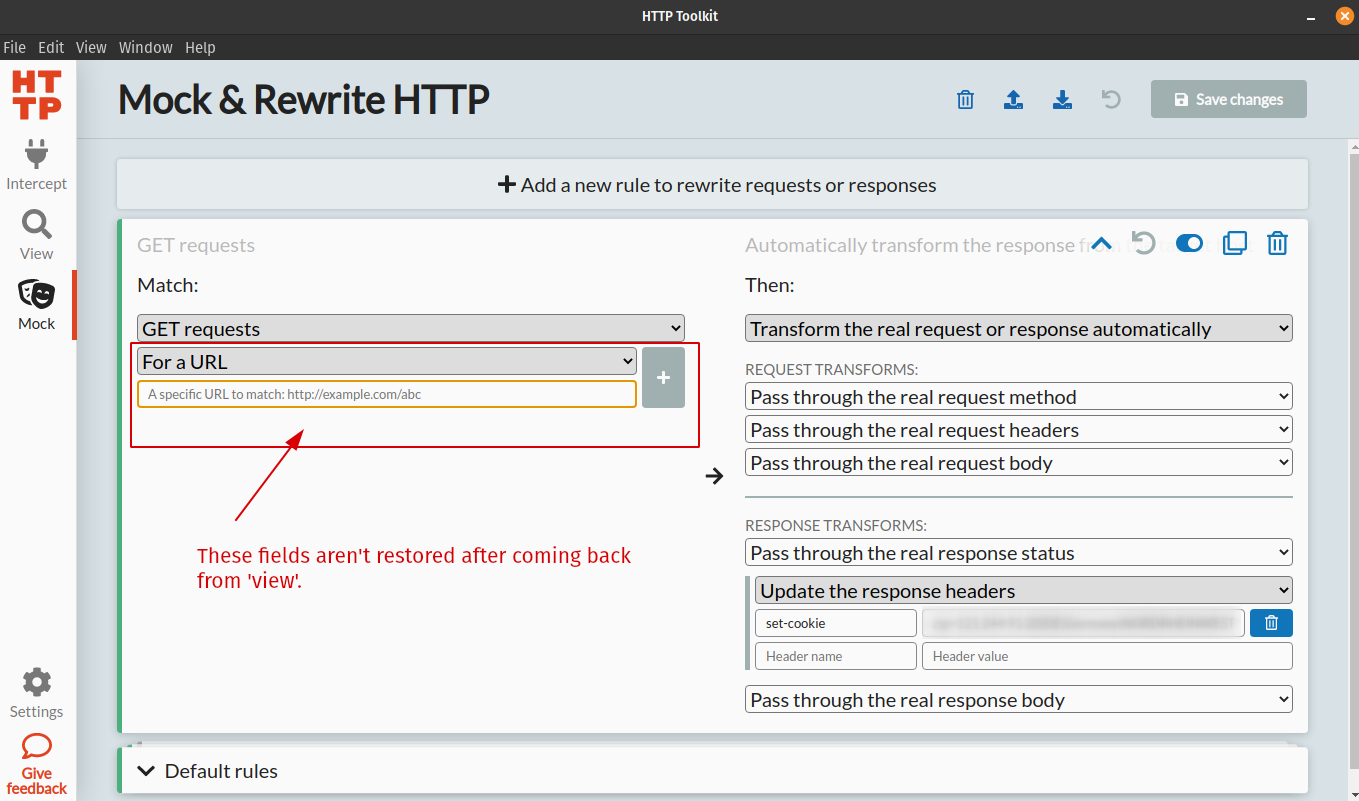 Rules aren't restored in the UI · Issue #236 · httptoolkit/httptoolkit · GitHub