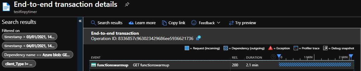 Azure Functions Warmup Dependency on the Placeholder is being logged against the customer ...